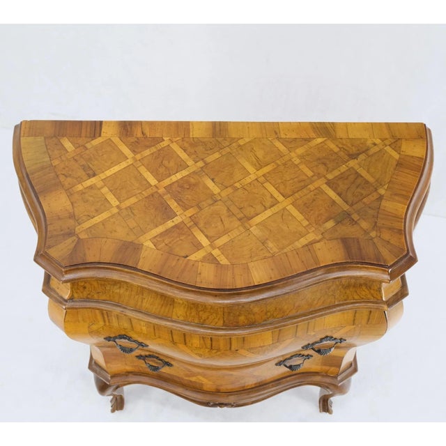 Italian Parquet Burl Wood Bombe Style Compact Entry Chest of Drawers ...