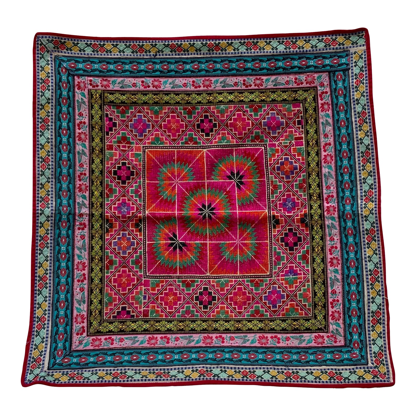 Vintage Textile Square | Chairish