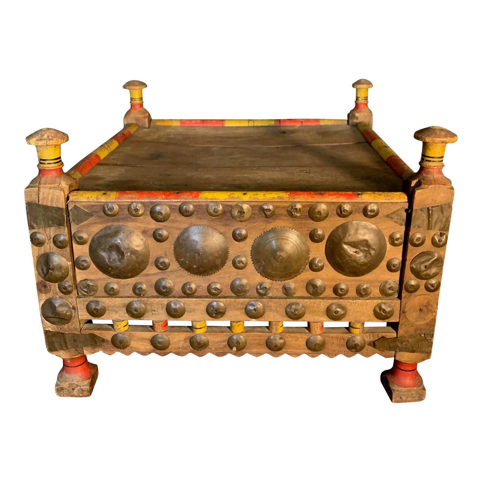 1910 Antique Primitive Folk Ottoman | Chairish