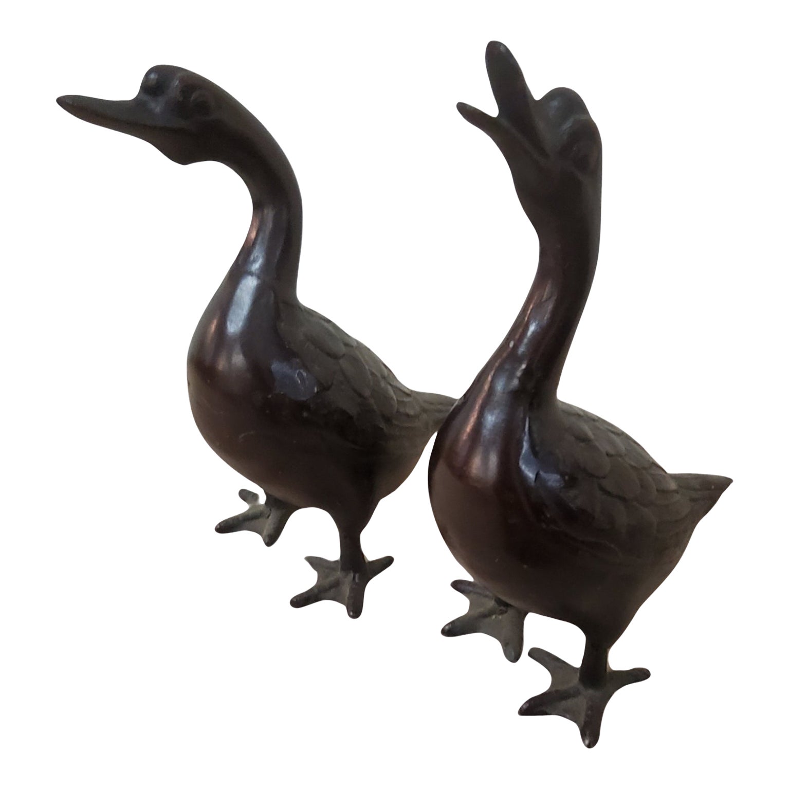 Pair of 1930s Japanese Metal Ducks | Chairish