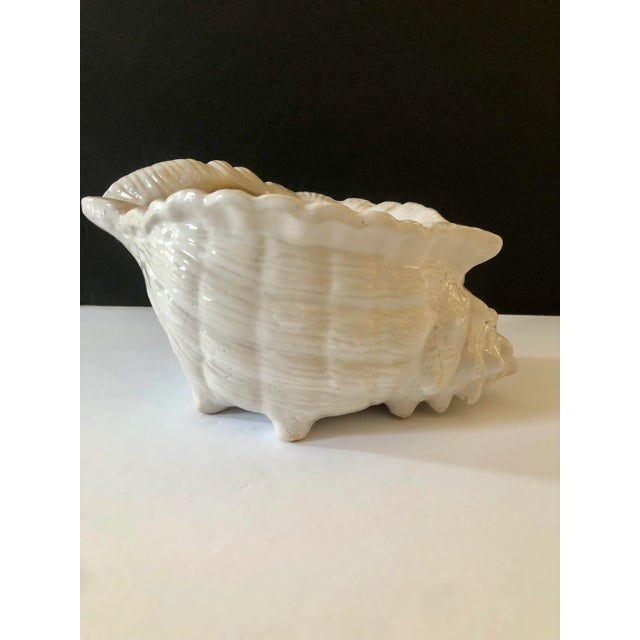Vintage Coastal Ceramic Conch Shell Cache Pot | Chairish