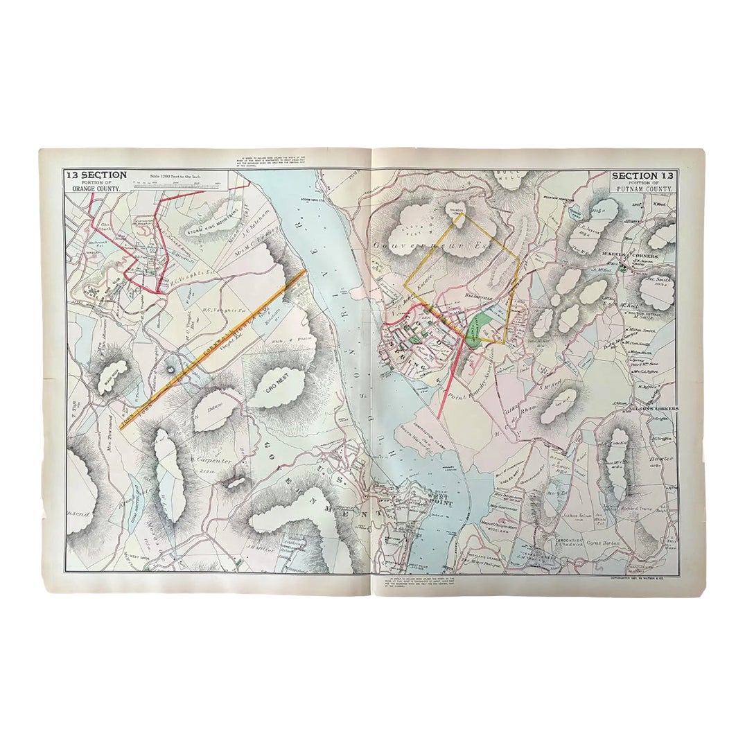 Antique Cartography Map - Section 13 of Orange and Putnam Counties, New ...