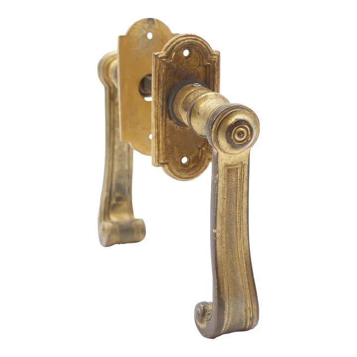 Mid 20th Century French Curled Brass Lever Door Handle Set With ...