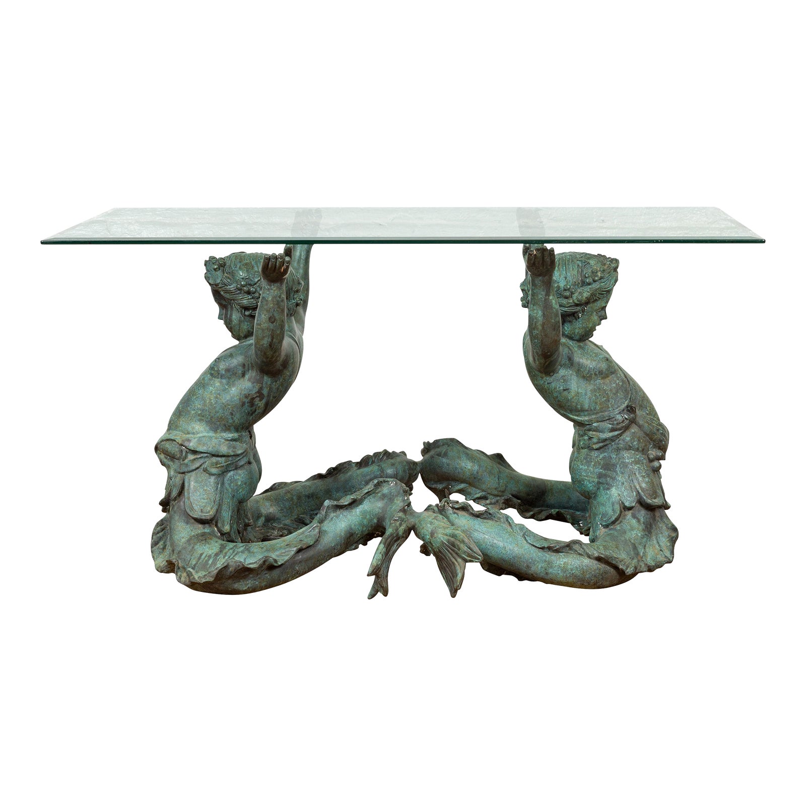 Contemporary Greco Roman Style Bronze Double Triton Dining Table Base ...