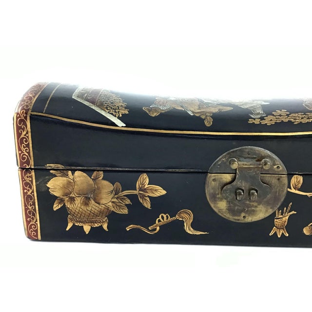 1910s Chinese Leather Money Box Pillow | Chairish