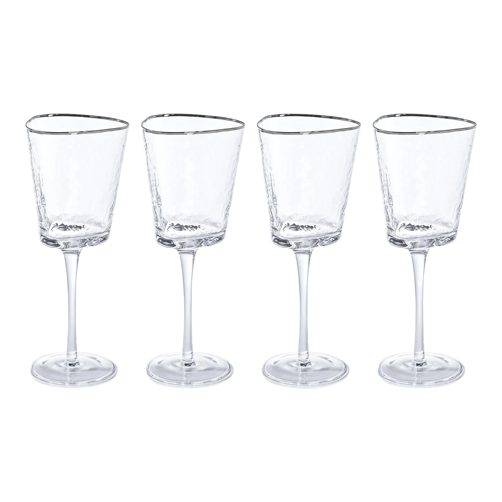 Kampari Triangular Wine Glasses with Platinum Rim, Set of 4 | Chairish