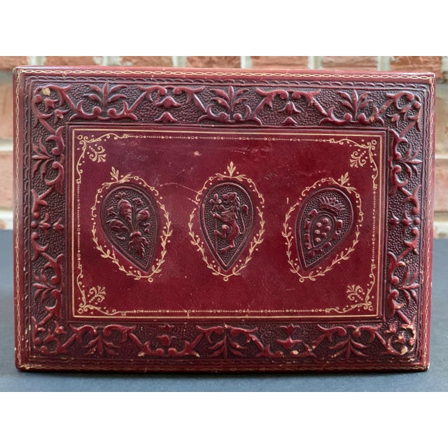 Vintage Italian Hand Tooled Red Leather Jewelry Box | Chairish