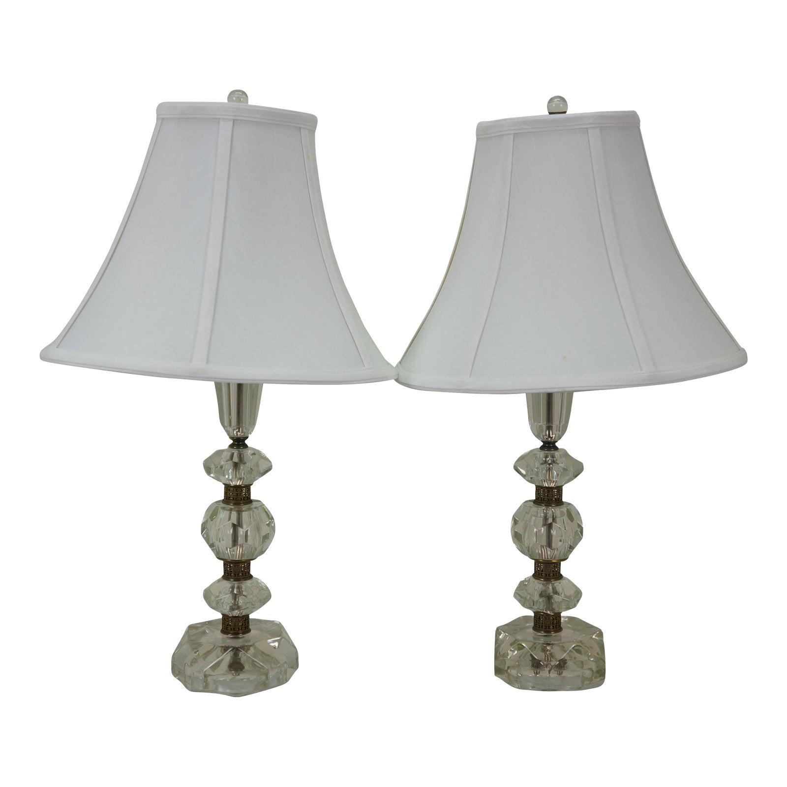 Mid 20th Century Stacked Prism Crystal Boudoir Vanity Table Lamps - a ...