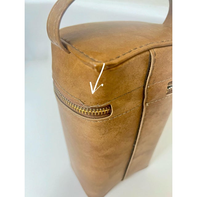 Vintage Two Glass Flasks in Zippered Leather Travel Case- 3 Pieces ...