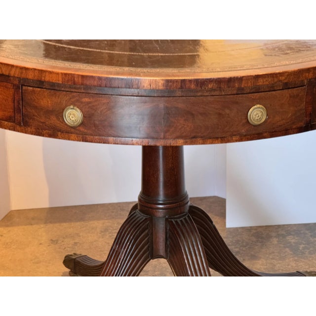 Round Table With Leather Top | Chairish