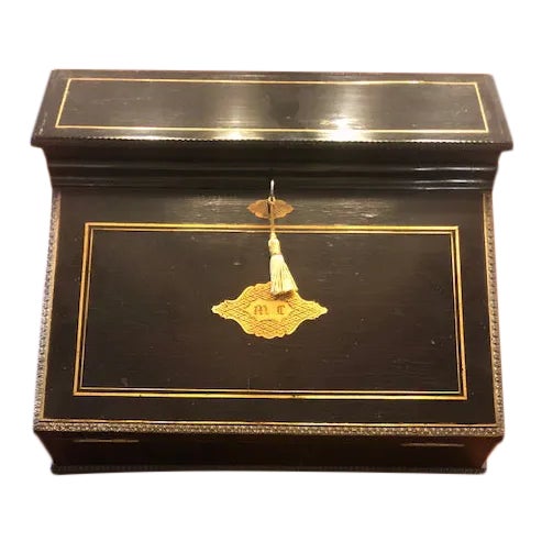 Antique Regency Period Ebonized Rosewood Stationery Box | Chairish
