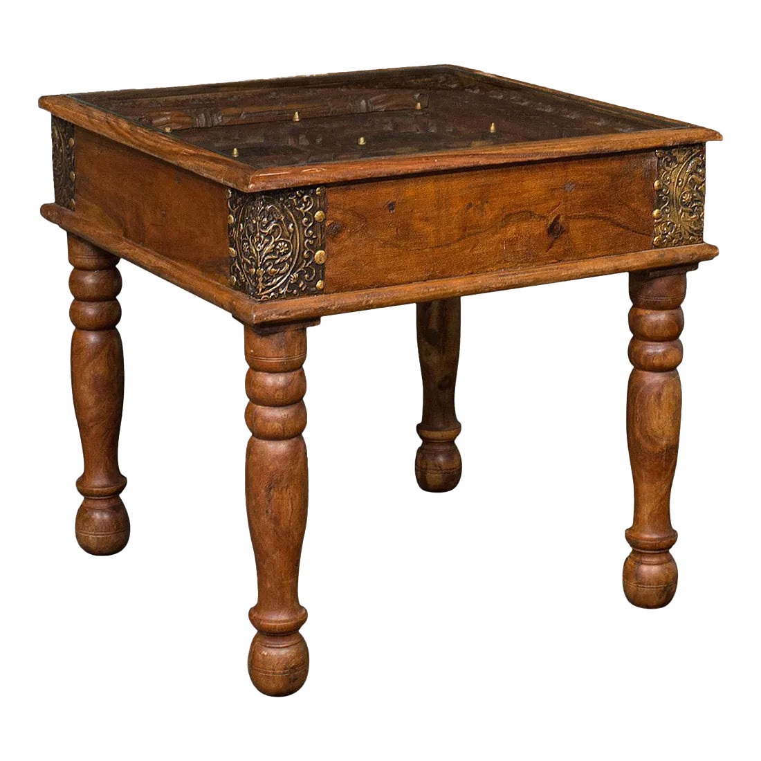 1940s Vintage Art Deco Glass Topped Spice Table | Chairish