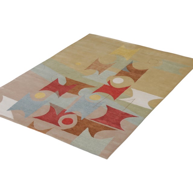 Rug & Kilim’s Mid-Century Modern Rug in Beige-Brown Geometric Pattern ...