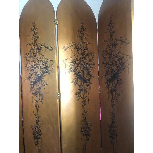 Vintage 1970 Gilded Four Panel Screen Room Divider by Edna Kaylor ...