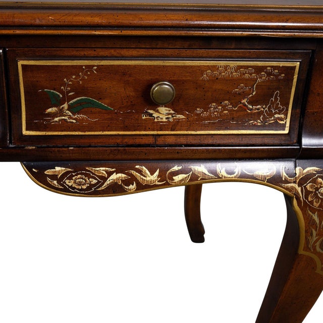 Drexel Chinoisserie Style Walnut Writing Desk | Chairish