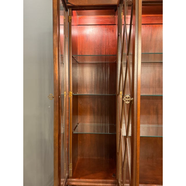 1980s Baker Historic Charleston Mahogany Breakfront With Satinwood Inlay | Chairish