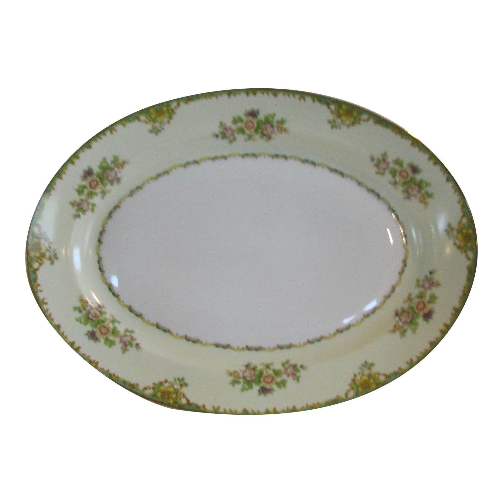 Mid 20th Century Large Meito Paris Green Serving Platter | Chairish