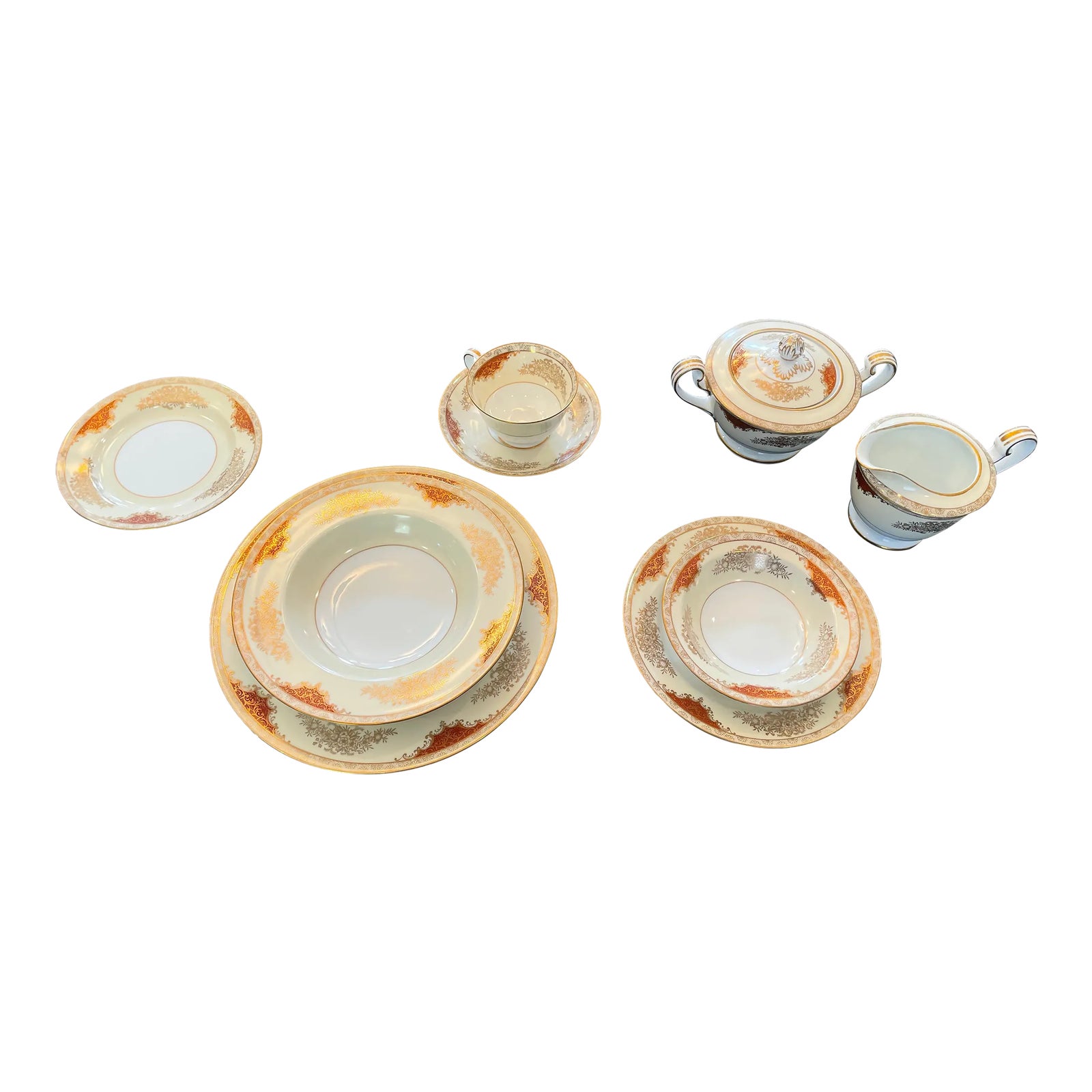 Circa 1940s Vintage Noritake Gold Morimura Fine China Dinnerware Set ...