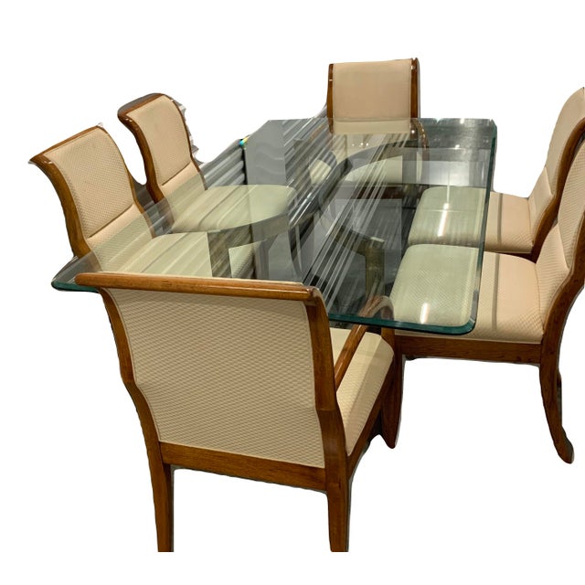 Mid-Century Modern Brass and Glass Dining Table | Chairish
