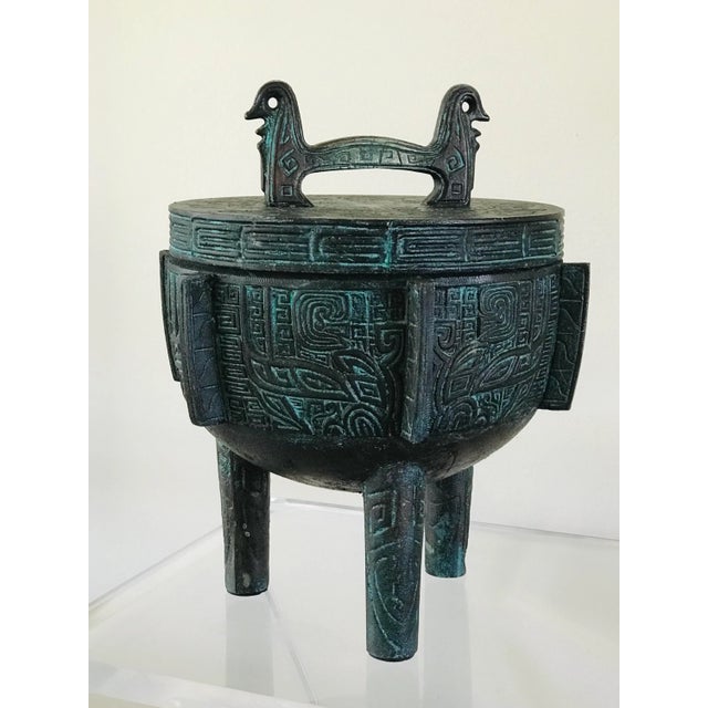 Mid Century Asian Faux Bronze Ice Bucket | Chairish