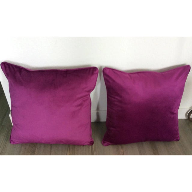 Contemporary Italian Purple Velvet Pillows - Pair | Chairish