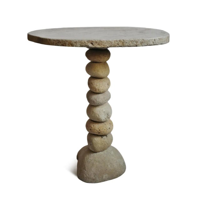 Stacked River Rock Bistro Table | Chairish