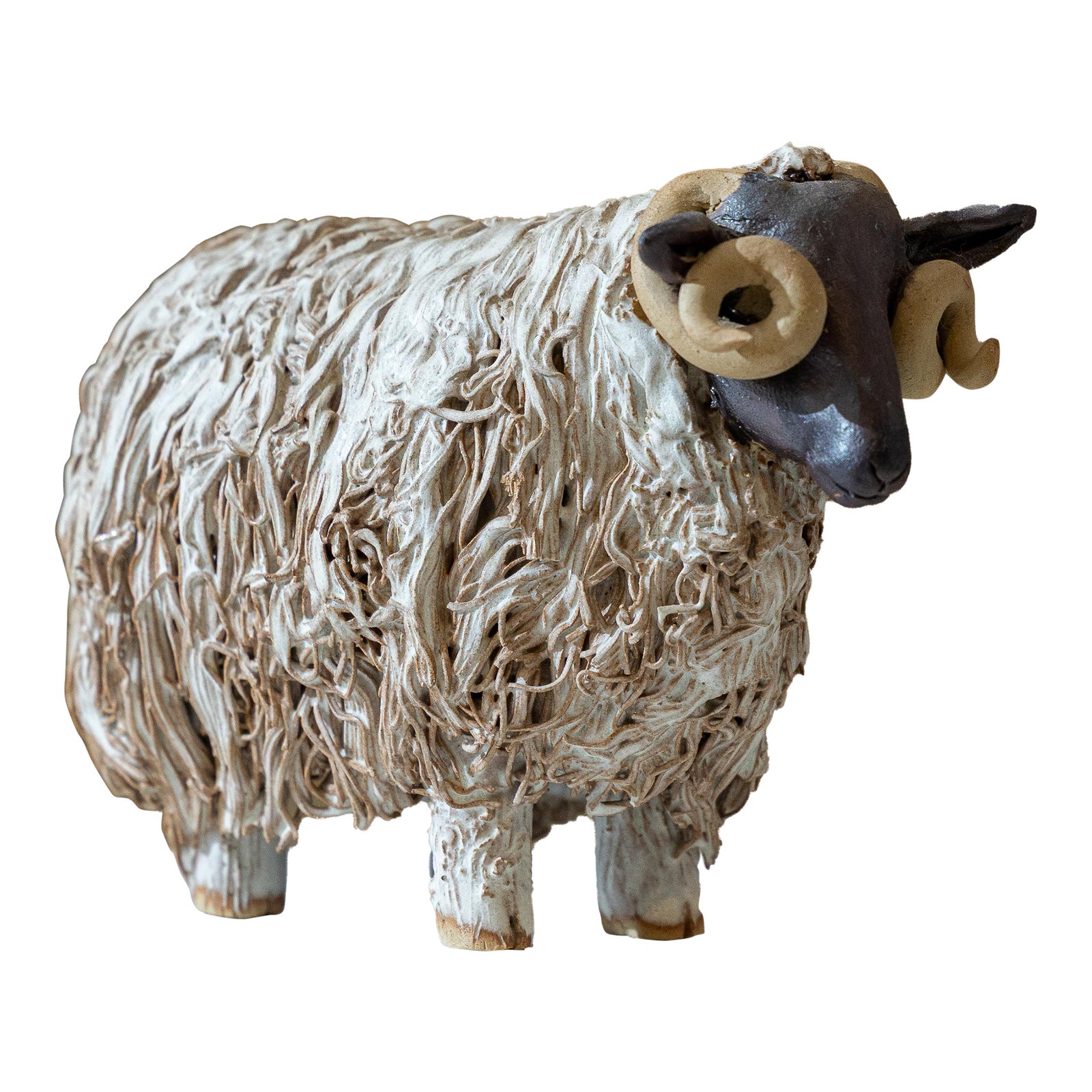 Vintage 60s Studio Ceramic Ram Sculpture | Chairish
