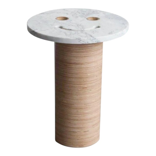 Contemporary Tgm Marble Smiley Side Table | Chairish