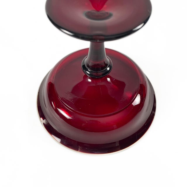 Vintage Ruby Red Glass Pedestal Serving Bowl Chairish