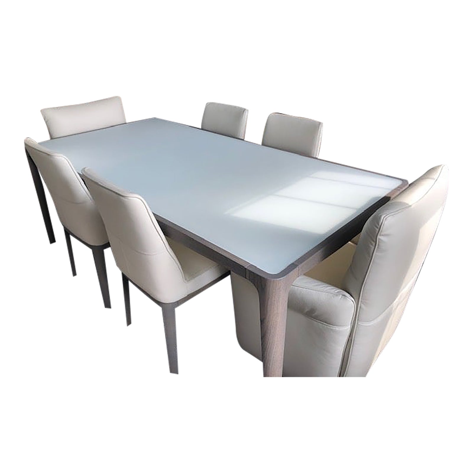 Natuzzi Contemporary Dining Table with Chairs - Set of 7 | Chairish