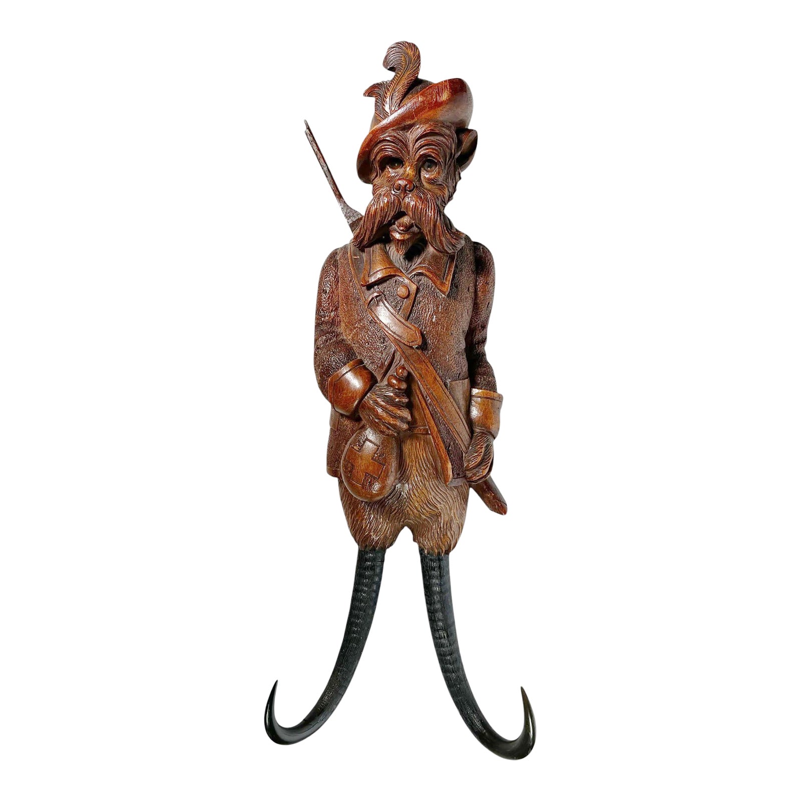 Late 19th Century Black Forest Whip Carved Wood Fox Music Box With ...