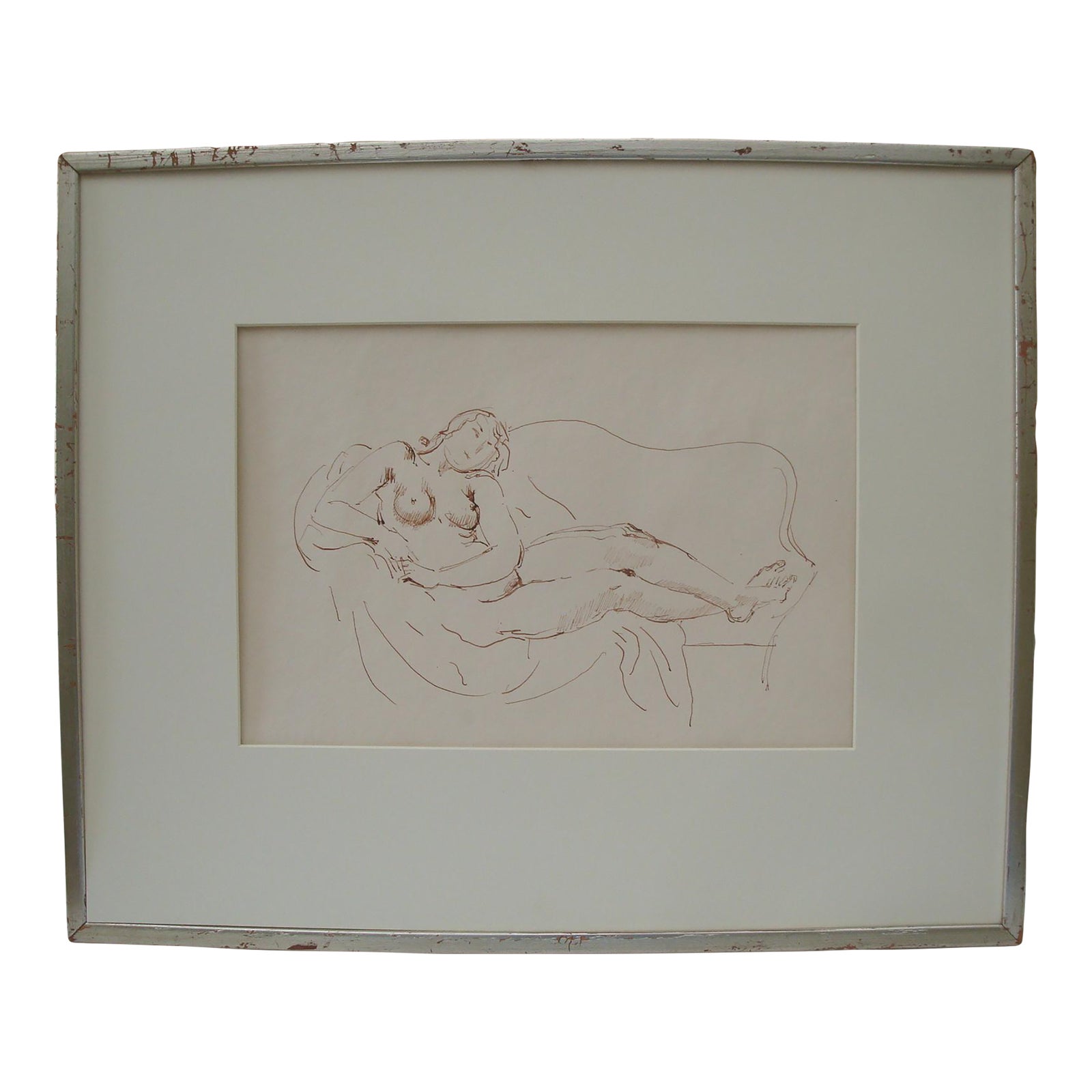 Bernard Karfiol Reclining Nude Woman Pen And Ink Sketch Drawing Chairish