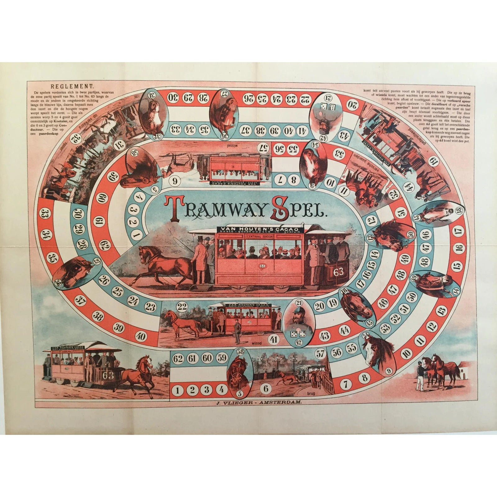 Vintage Dutch Tramway & Horses Poster | Chairish