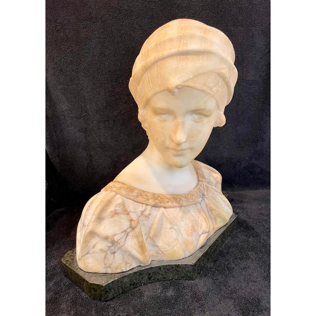 Vintage Art Deco Italian Alabaster Flapper Girl Bust Sculpture | Chairish