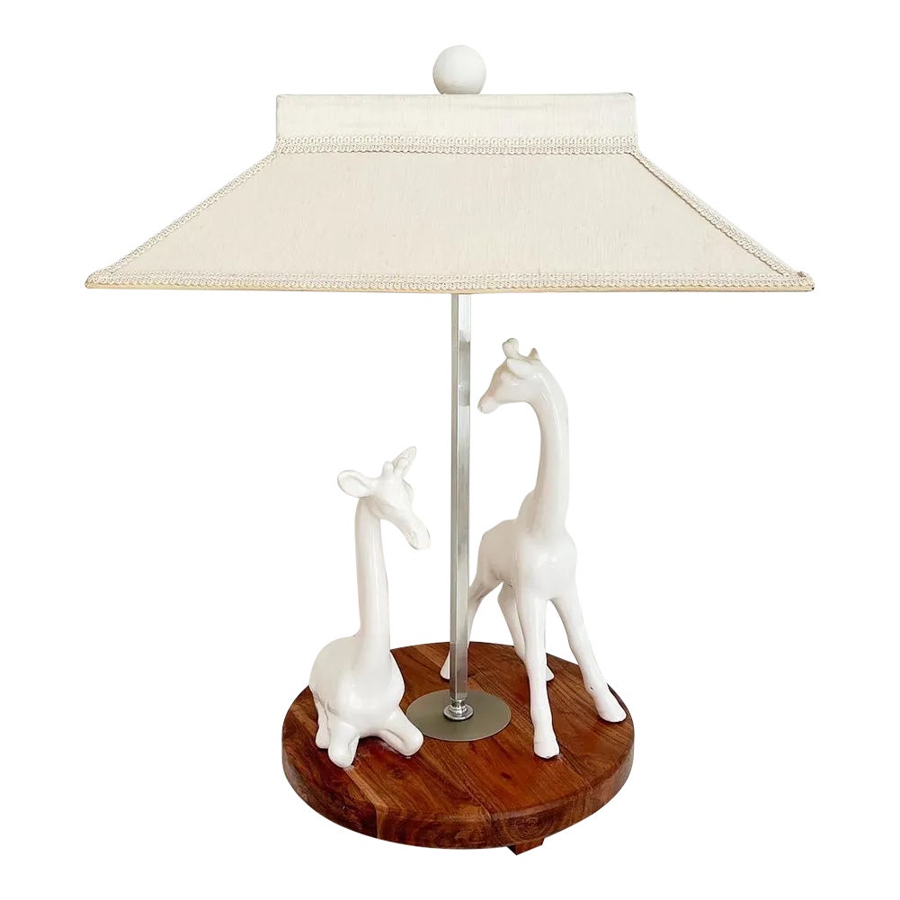 Midcentury Italian Giraffes Lamp & Shade | Chairish