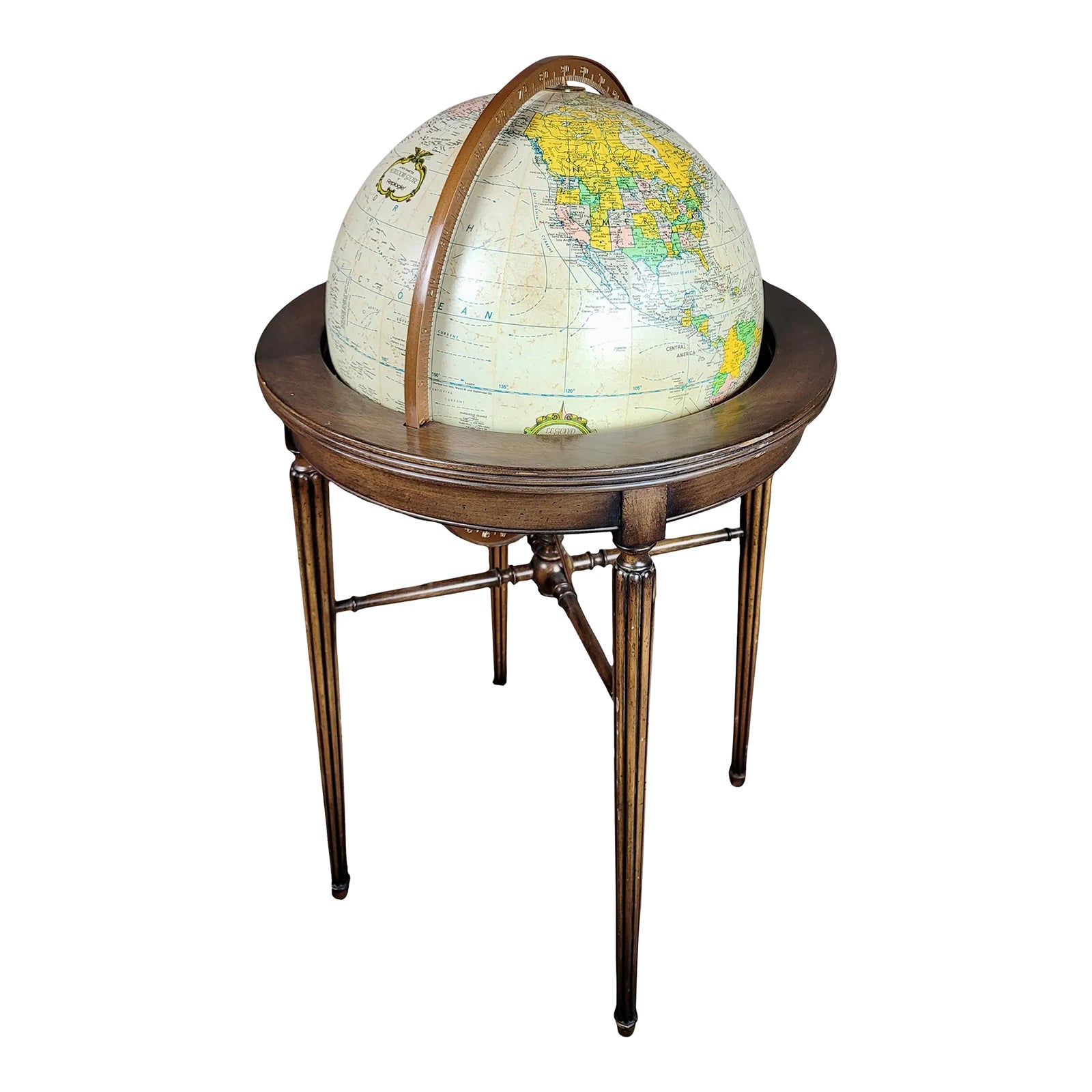 Replogle 1960s Vintage Illuminated 16" World Globe on Mahogany Stand ...
