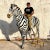 Vintage Boho Monumental Fiberglass Hand Painted Zebra Sculpture | Chairish