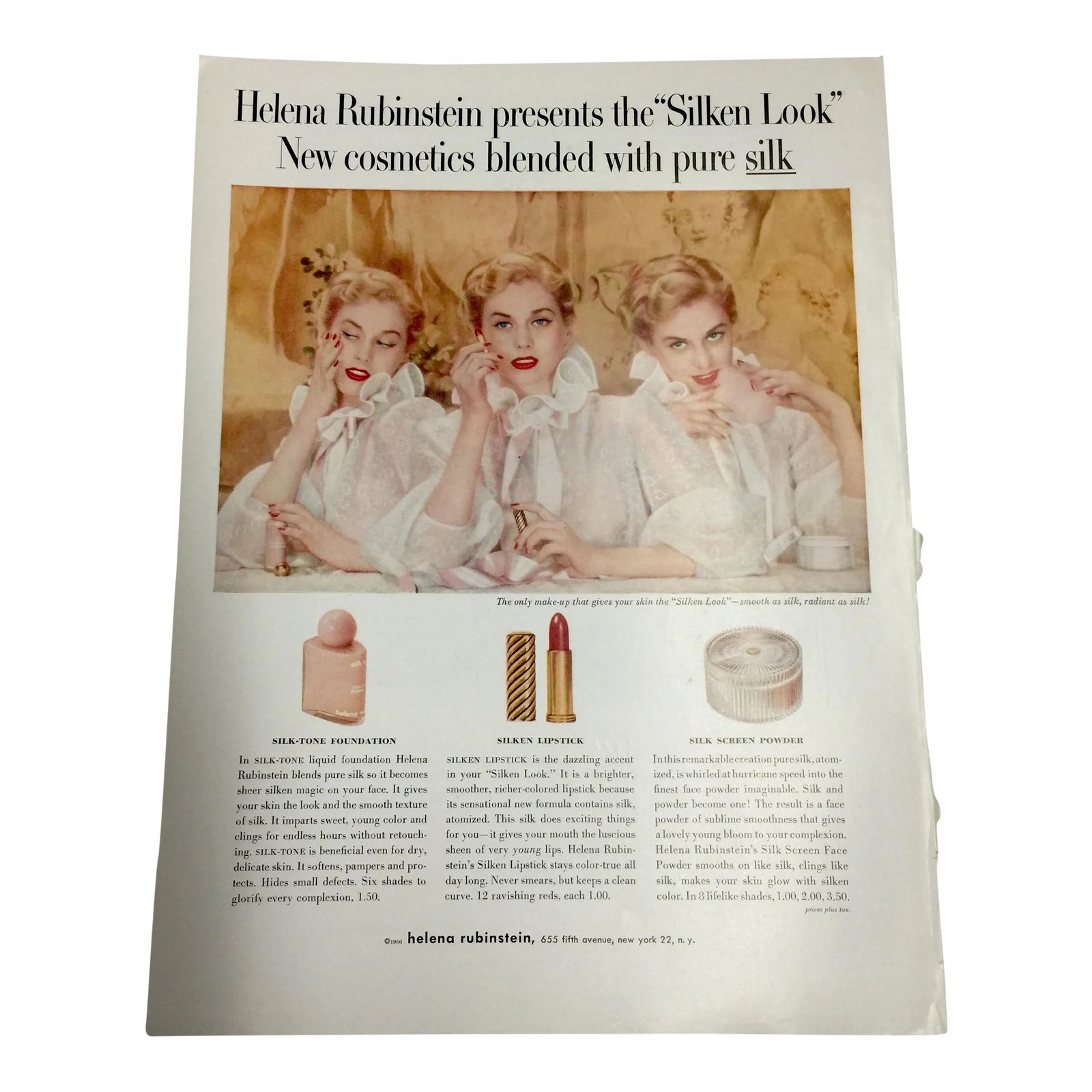 Helena Rubinstein Cosmetic Ad Print 1950s | Chairish