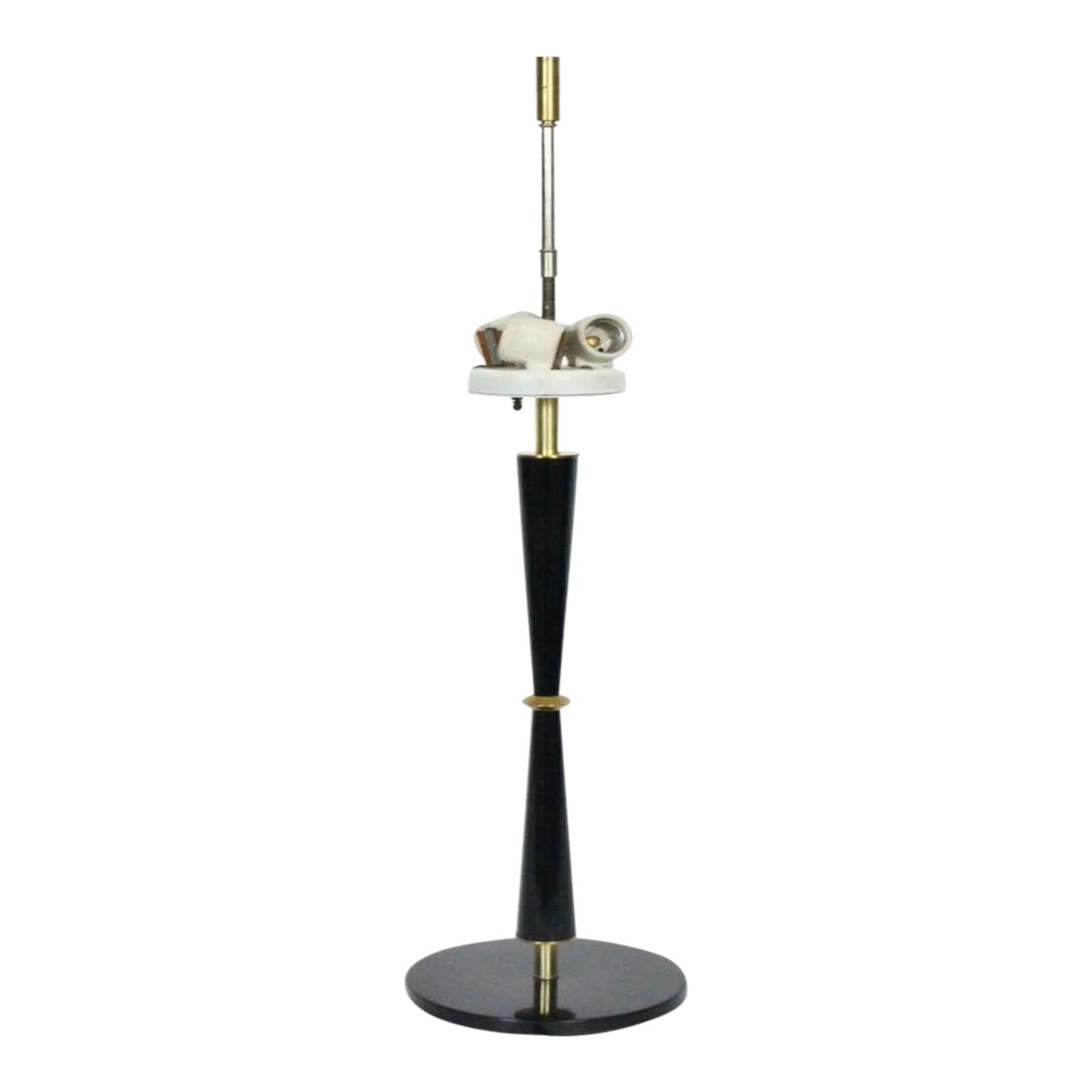 1960s Tall Gerald Thurston for Lightolier Black & Brass Table Lamp ...