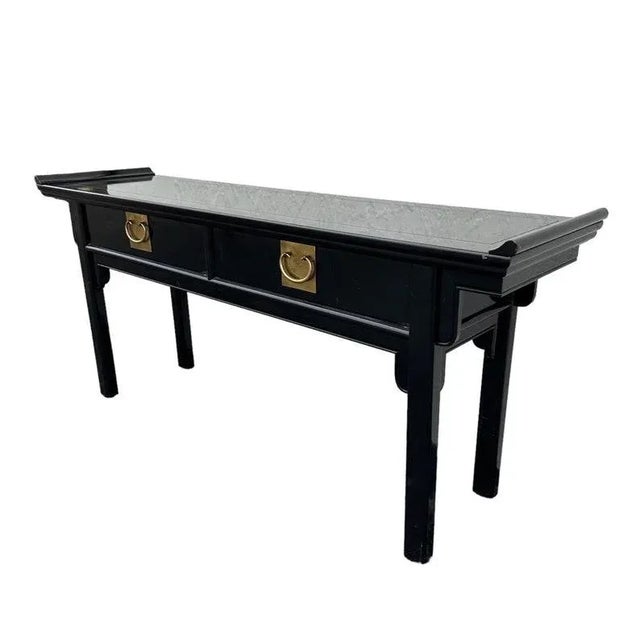 Black Chinoiserie Console Table by Century Furniture With Brass Asian ...
