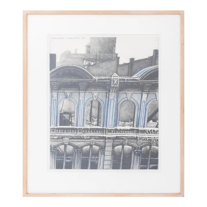 David Hendricks "Facade #2" Pencil on Paper, 1981 | Chairish