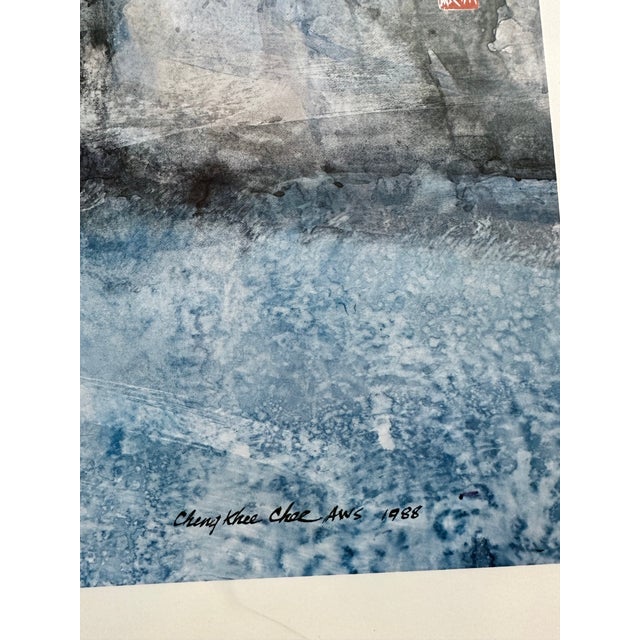 1988 Watercolor Chromolithograph Print Lakeshore Surf by Cheng-Khee ...