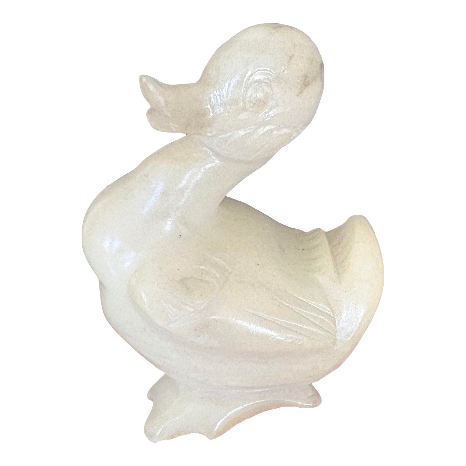 Vintage Genuine Alabaster Duck Figurine, Made in Italy | Chairish