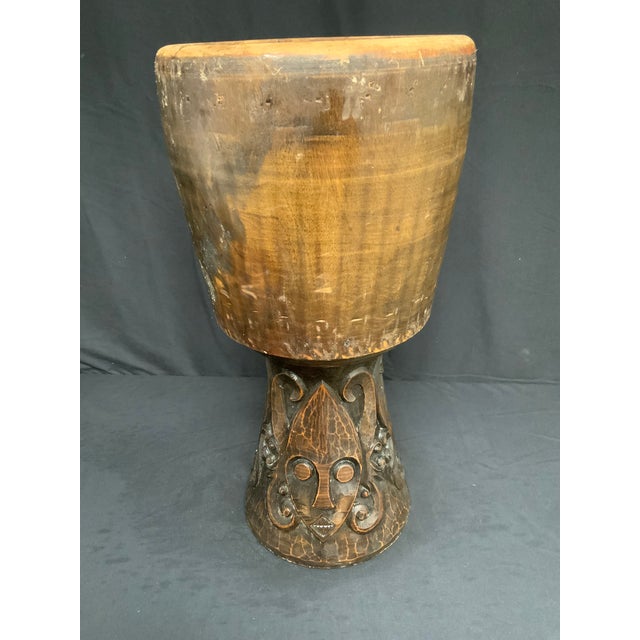 Mid 20th Century Carved Faces Wood Drum Frame | Chairish