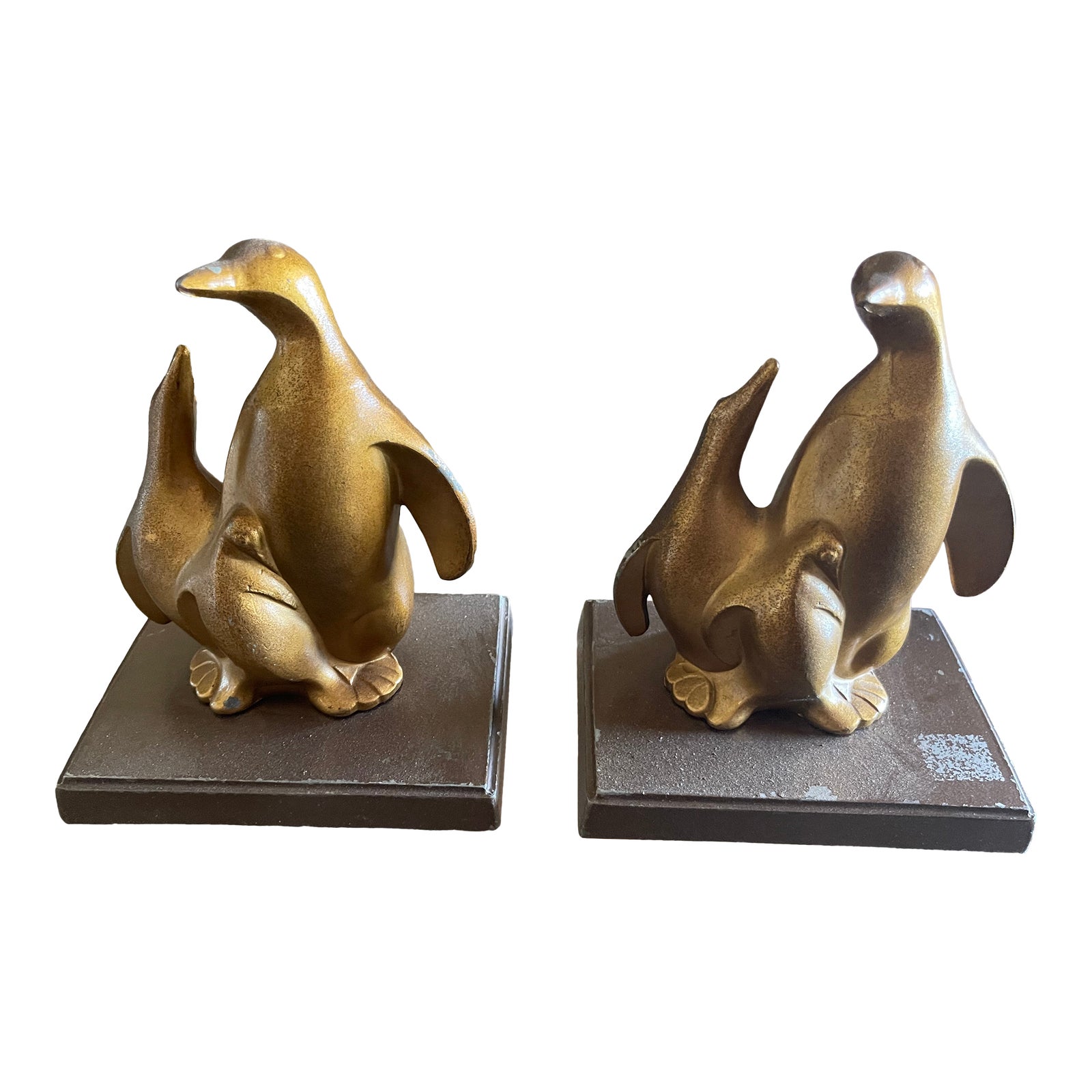 1930s Art Deco Frankart Stylized Penguins Bookends Rare - Pair | Chairish