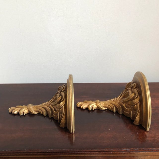 Vintage Hollywood Regency Style Gilded Plaster Wall Brackets -- a Pair ...