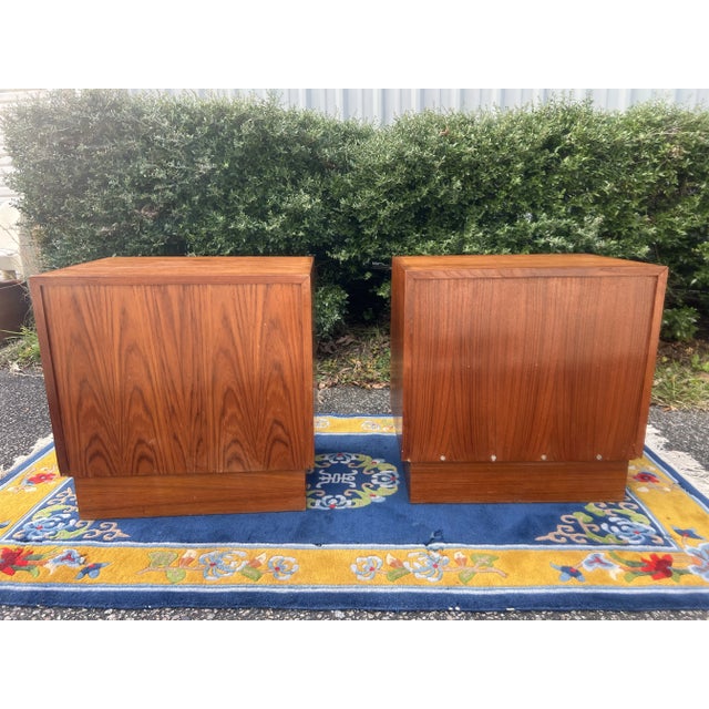 1960s Mid Century Danish Modern Teak Cube Nightstands by Danflex ...
