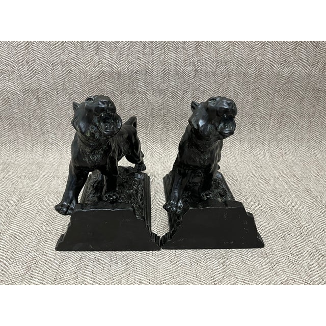 Early 20th Century Ronson Attributed Bronzed Tiger Bookends- a Pair ...