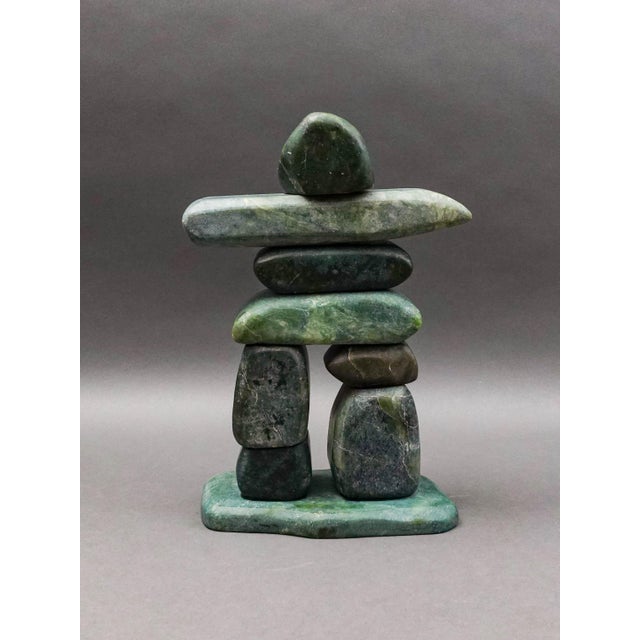 Mid 20th Century Inuit Inukshuk Carved Canadian Nephrite Jade Large Art ...