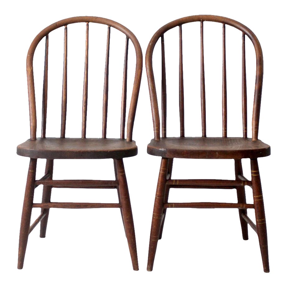 Antique Spindle Back Chairs Pair | Chairish